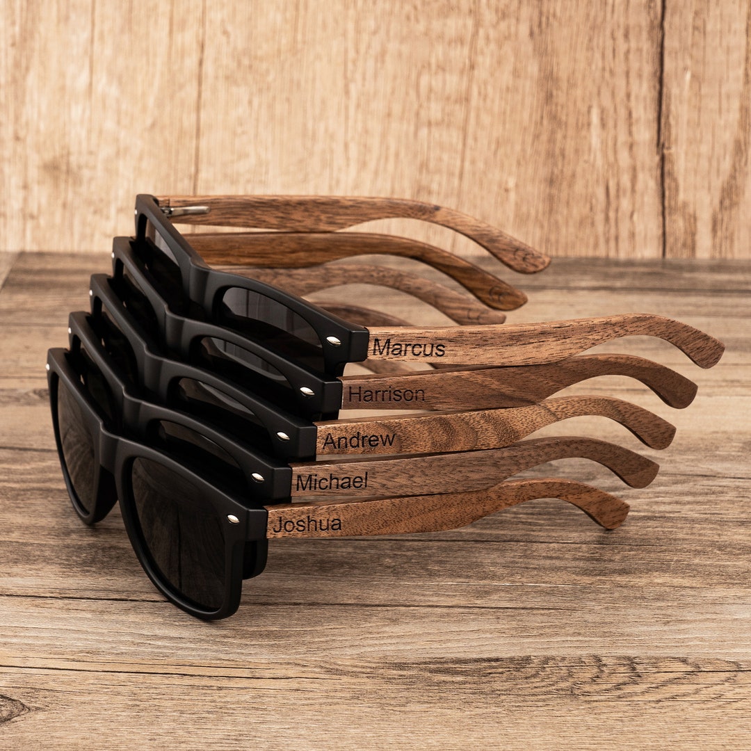 Personalized Wooden Sunglasses, Groomsmen Gifts, Custom Engraved ...