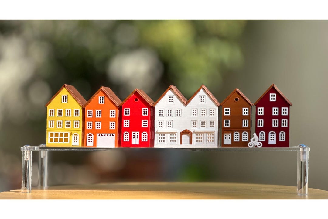 Miniature Houses Set, 6 Bergen, Norway Homes With 6 Bonus Leds - Etsy