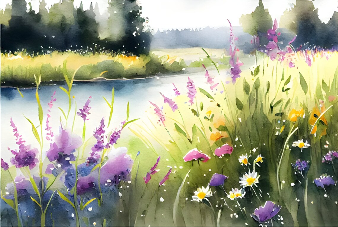 Wildflower Meadow Clipart, 16 High Quality Jpgs, Digital Planner, Junk ...