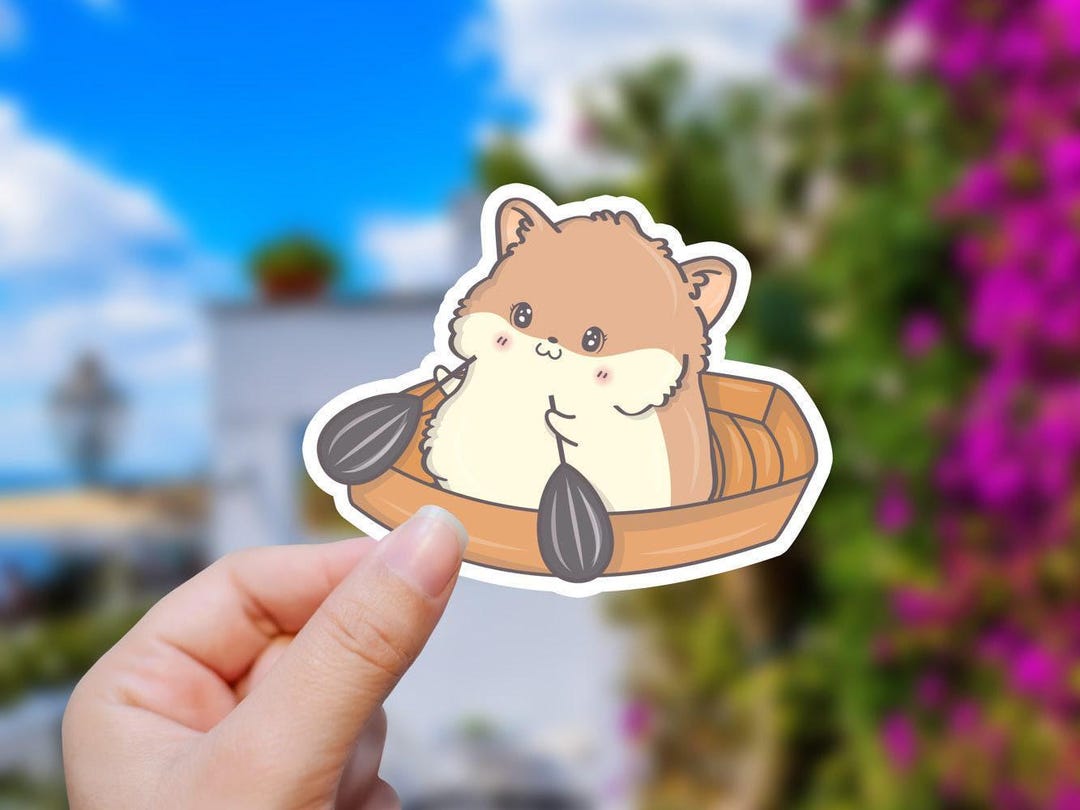 Cute Hamster Sticker, Rowing, Funny Hamster Sticker for Laptop Water ...