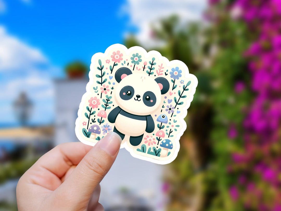 Panda in A Flower Garden, Cute and Colorful - Etsy
