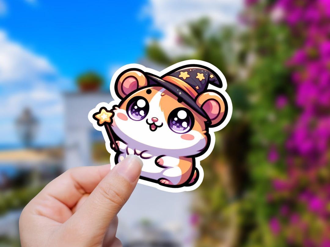 Cute Hamster Sticker Vinyl, Drawing, Funny Hamster Sticker for Laptop ...