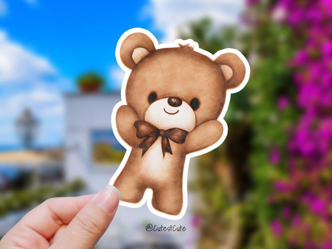 Cute Bear Sticker Vinyl, Teddy Hands, Funny Bear Sticker for Laptop ...