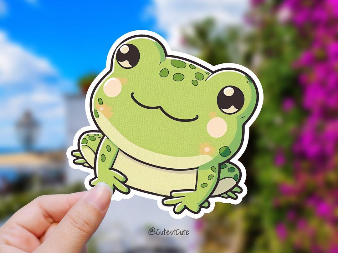 Cute Frog Sticker Vinyl, Smile Frog, Funny Frog Sticker for Laptop ...