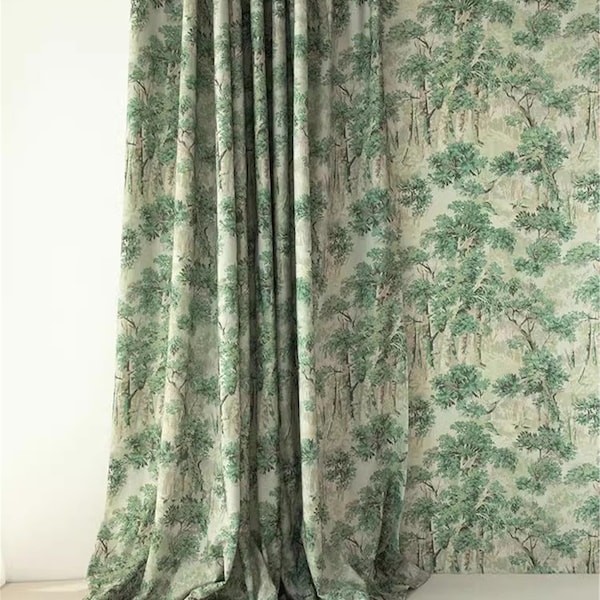 Green Pattern Curtains - Etsy
