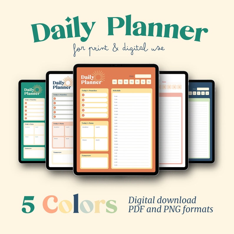 Daily Planner, Easy to Use, Letter and A4 Size Printable, Digital Pdf ...