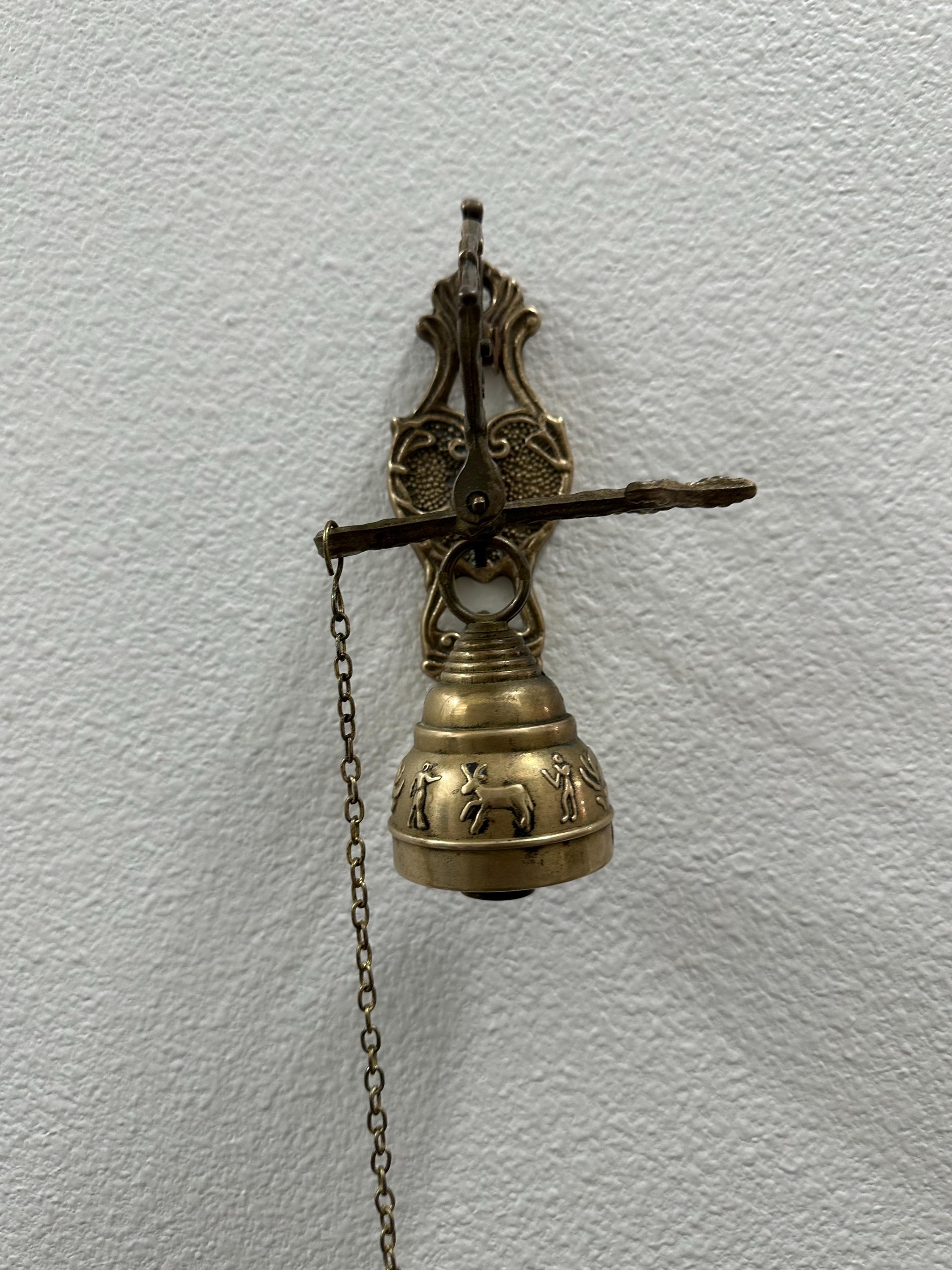 Vintage Brass Bell Monastery Wall Hanging Church Religious Knocker ...