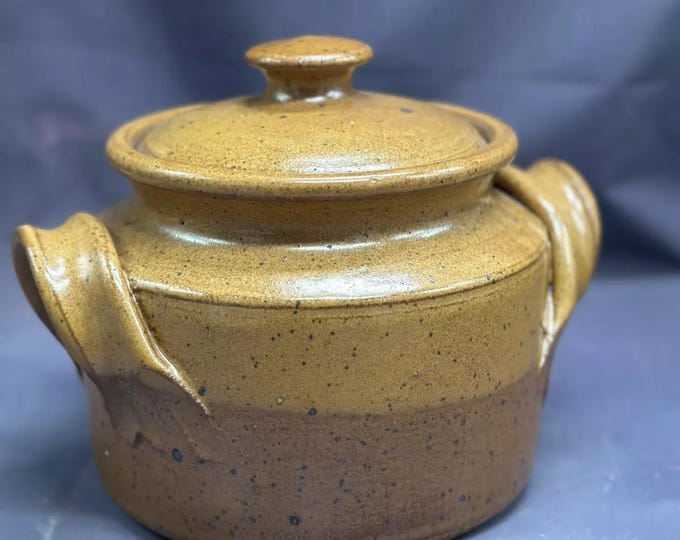 Studio Art Pottery Stoneware Bean Pot Casserole With Lid Stamped 9.5" X ...