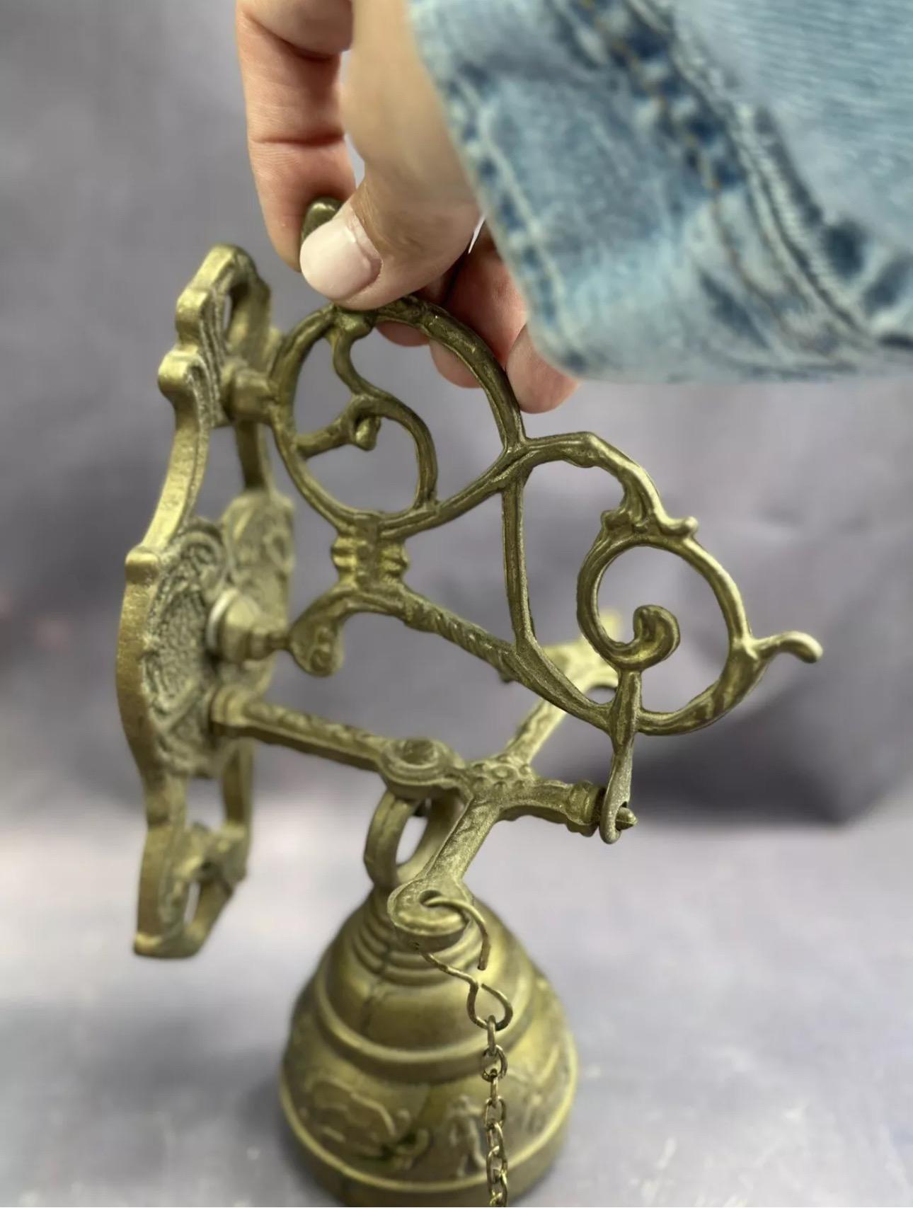 Vintage Brass Bell Monastery Wall Hanging Church Religious Knocker ...