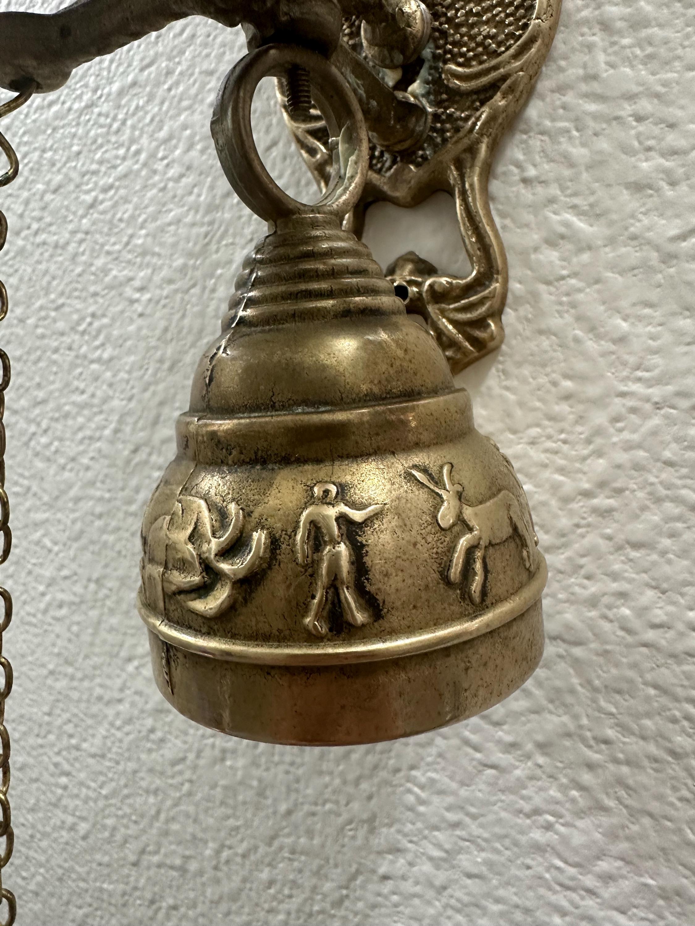 Vintage Brass Bell Monastery Wall Hanging Church Religious Knocker ...