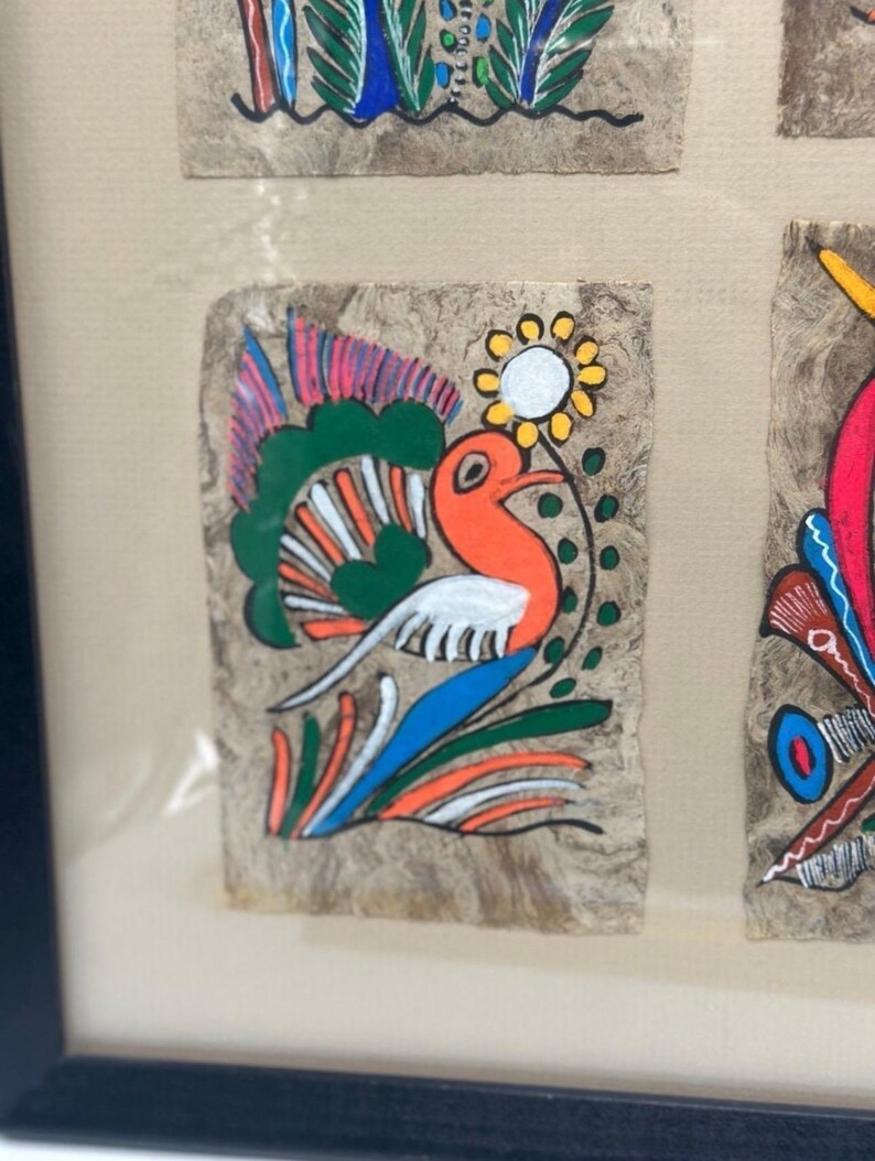 Folk Art UV Glow Amate Paper From Bark Beautifully Framed Mexican ...