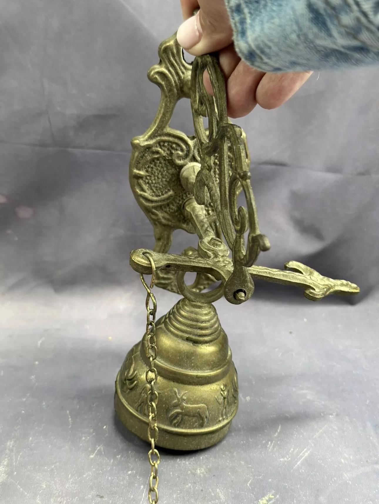Vintage Brass Bell Monastery Wall Hanging Church Religious Knocker ...