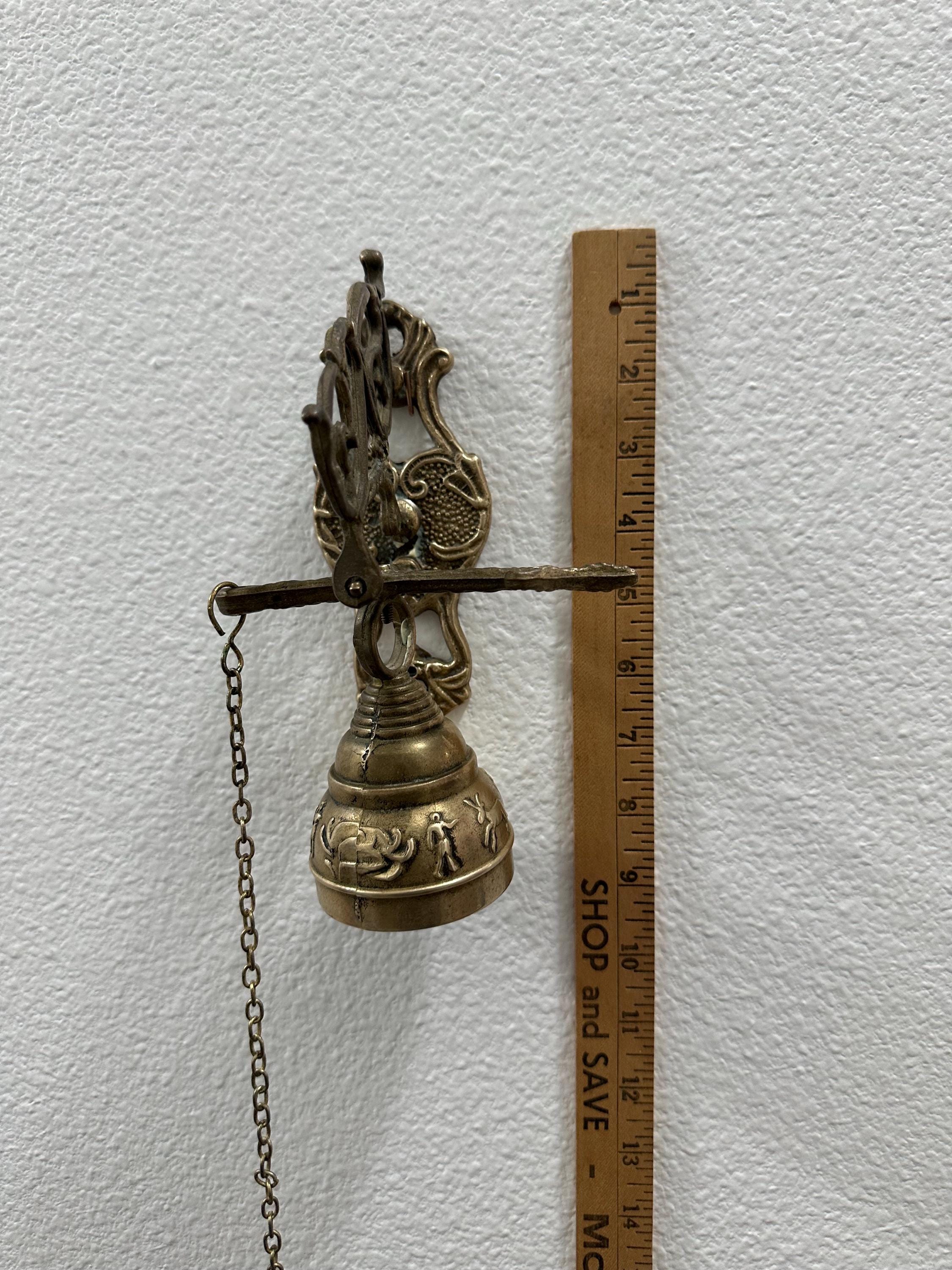Vintage Brass Bell Monastery Wall Hanging Church Religious Knocker ...