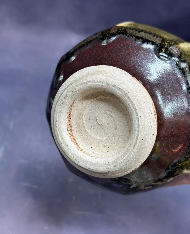 Vintage Japanese Footed Pottery YUNOMI Stamped Stoneware Salt Soda ...