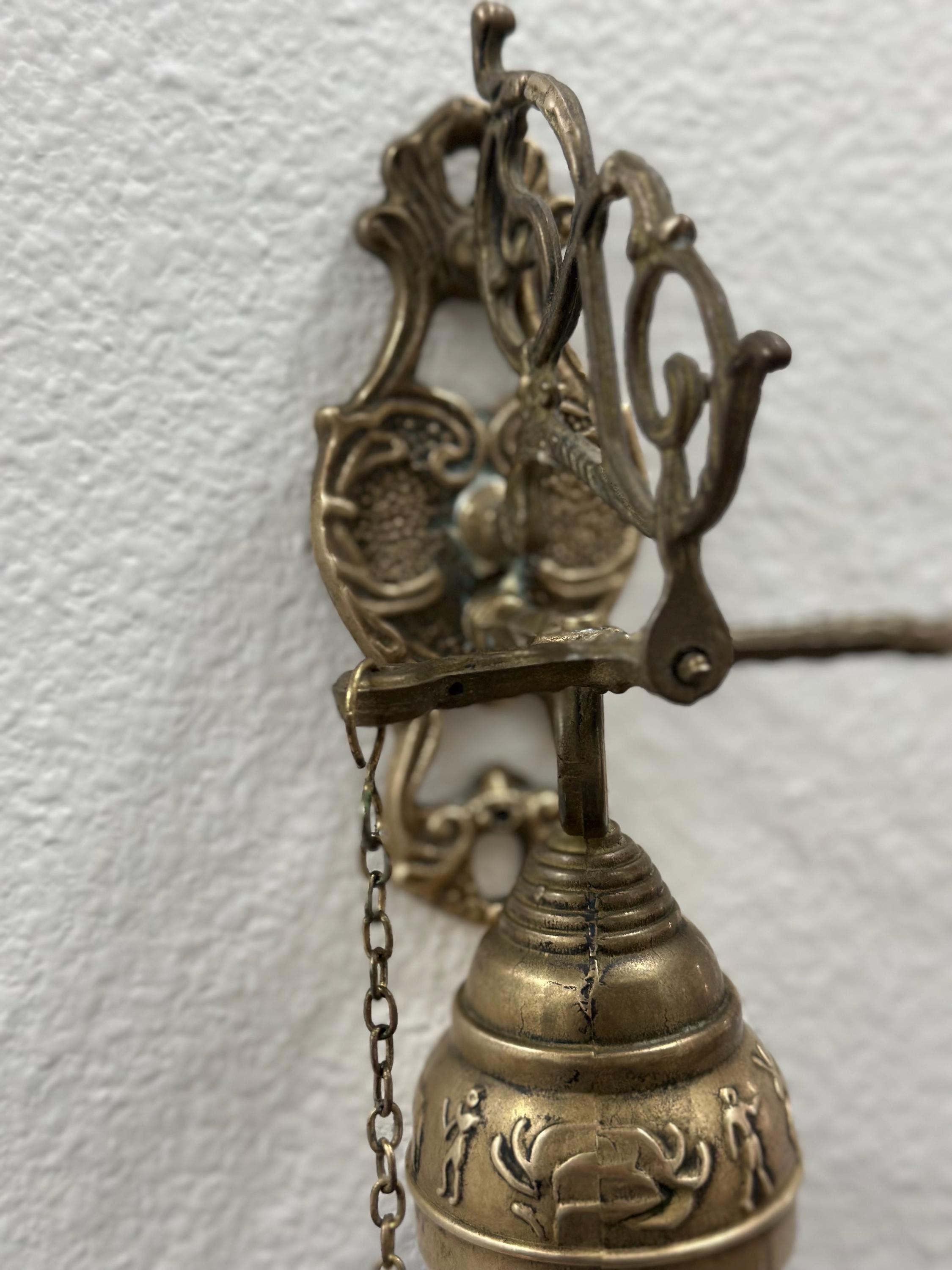 Vintage Brass Bell Monastery Wall Hanging Church Religious Knocker ...