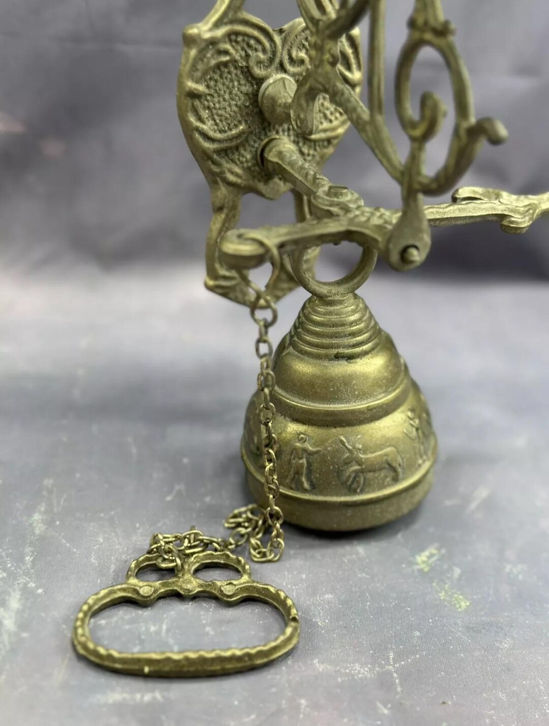 Vintage Brass Bell Monastery Wall Hanging Church Religious Knocker ...
