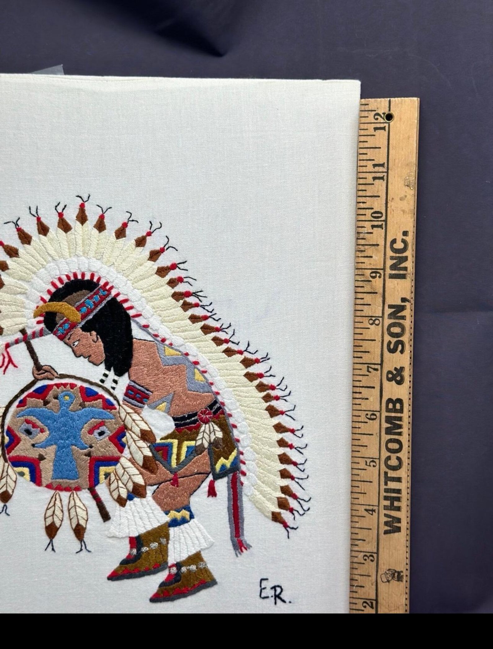 Vintage Completed CREWEL Native American Navajo Needle Work Headdress ...