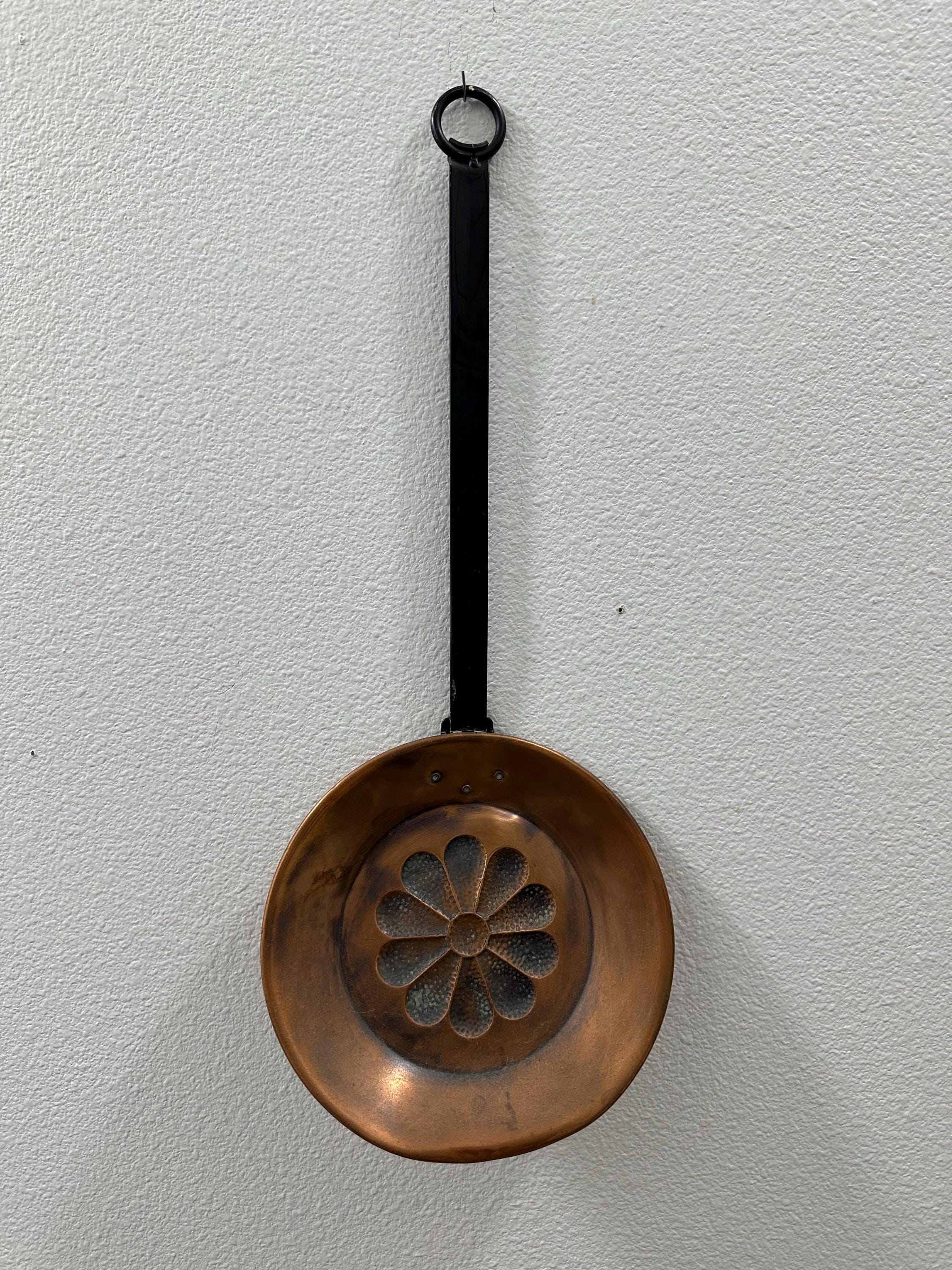 Vintage Copper Hearth Pan: Flower Ladle With Cast Iron Handle - Etsy