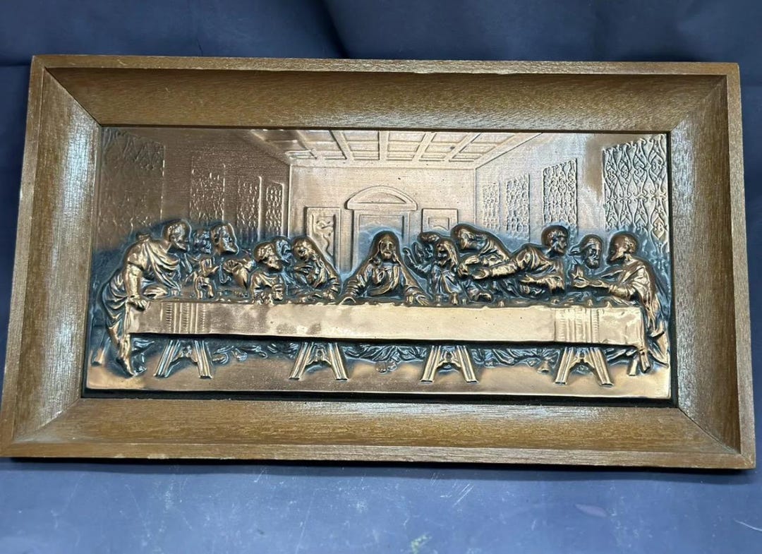 Vintage Framed Rustic Coppercraft Guild Copper 3D Last Supper Wall Art ...