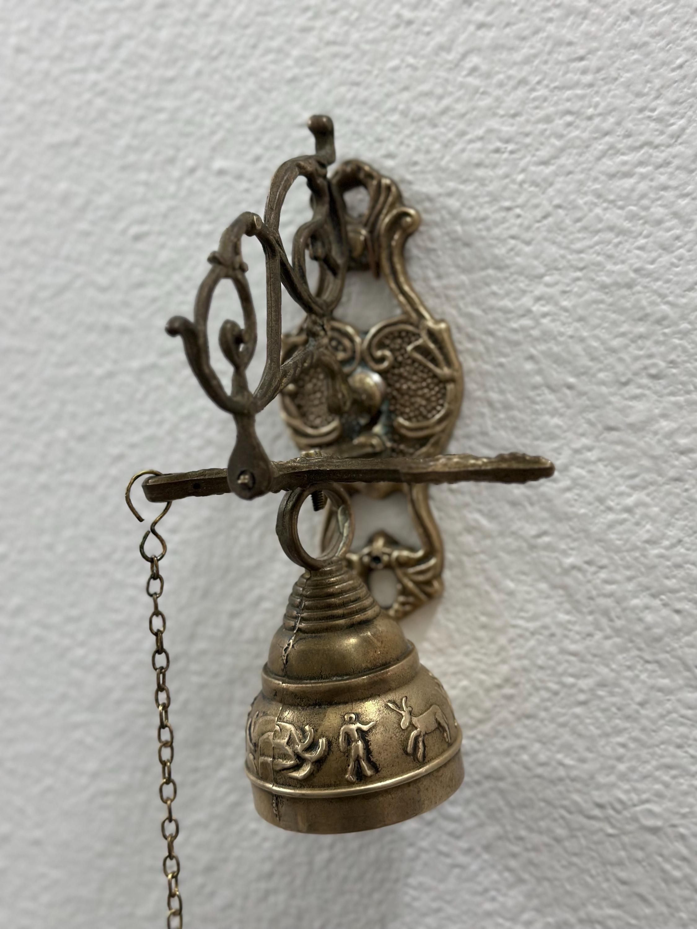 Vintage Brass Bell Monastery Wall Hanging Church Religious Knocker ...