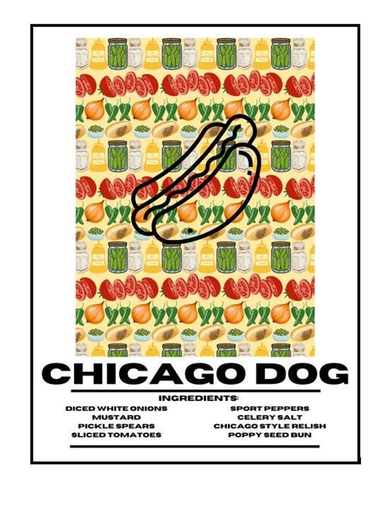 Chicago Dog Recipe Prints - Etsy