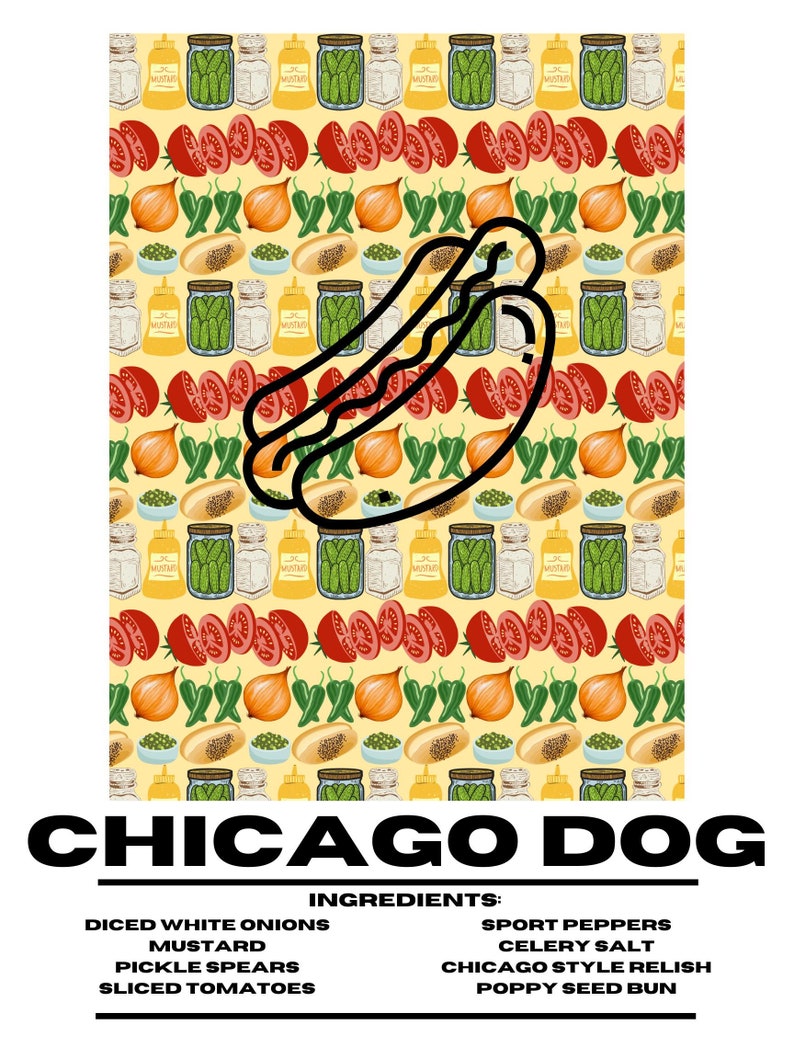 Chicago Dog Recipe Prints - Etsy