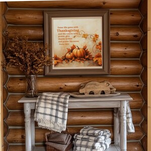 Thanksgiving Psalms 100:4 Wall Art Autumn Pumpkin Bible Verse Decor ...