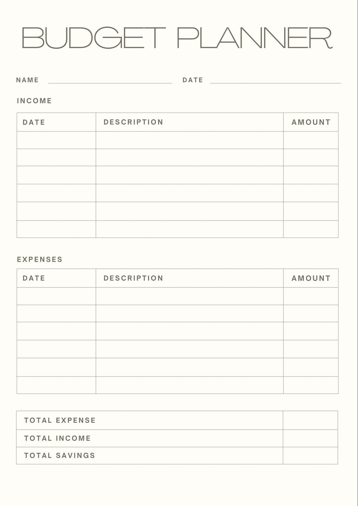 Digital Print - Budget Planner Single Page - Etsy