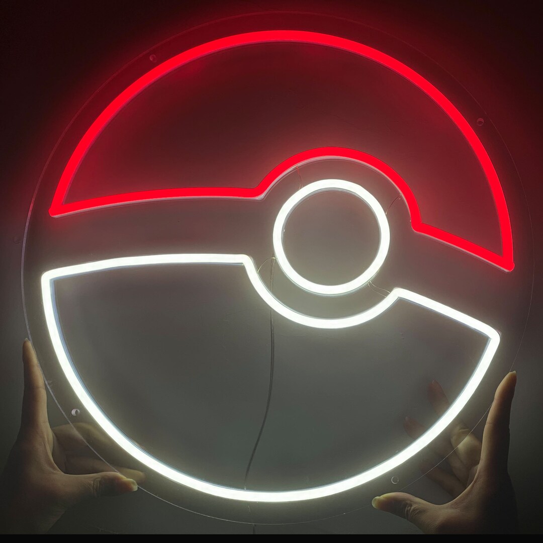 Custom Pokeball Led Neon Light Pokemon Thunderbolt Cute Gift - Etsy