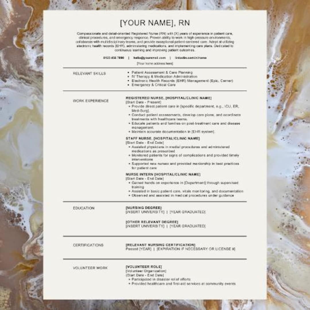 Editable Nurse Resume Template for RN | Professional CV Template for ...