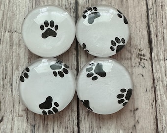 New Set of 4 Yellow and Green Solid Glass Puppy or Cat Paw Magnet Set ...