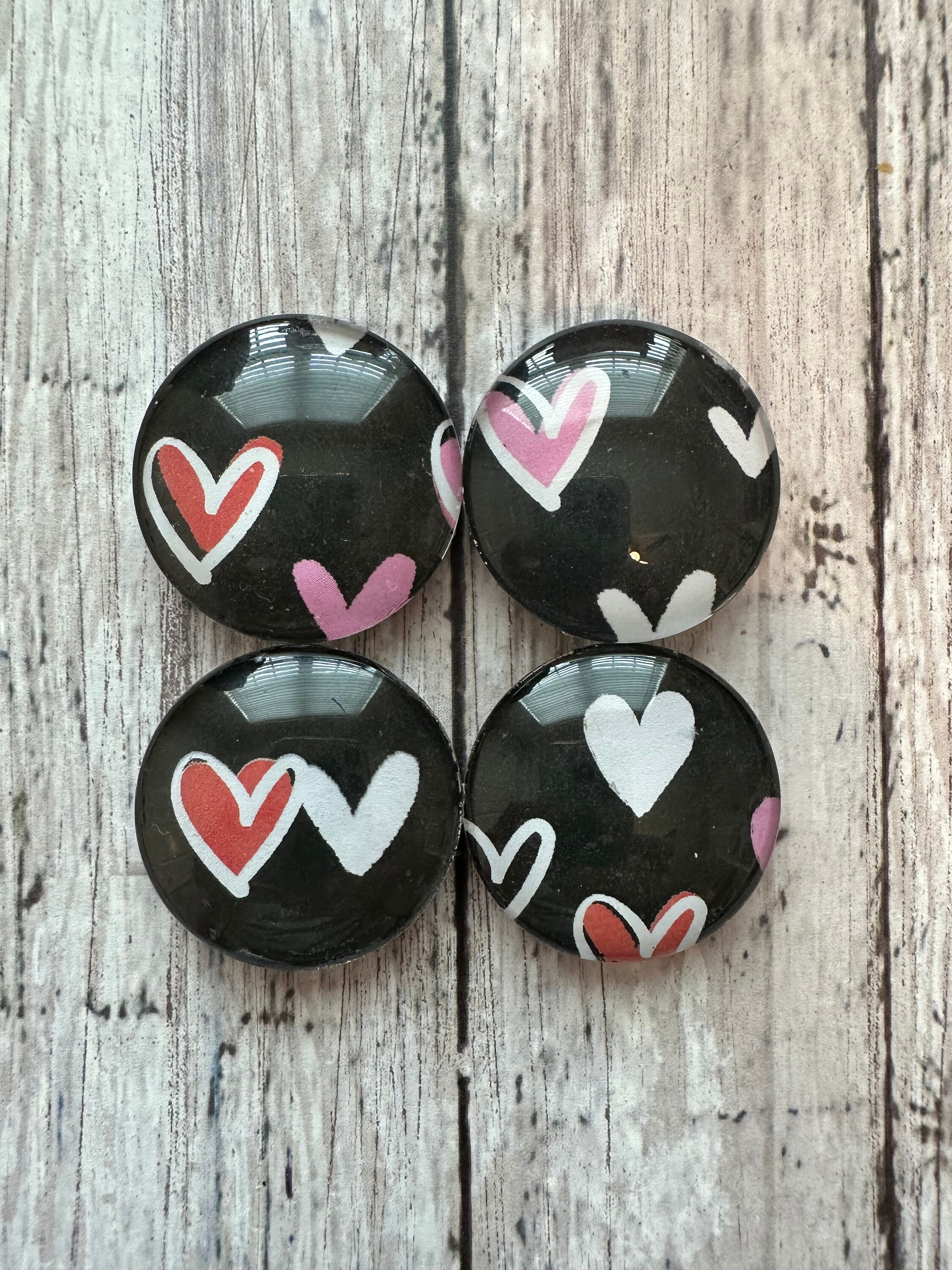 Heart Glass Magnet- Set of 4 - Etsy