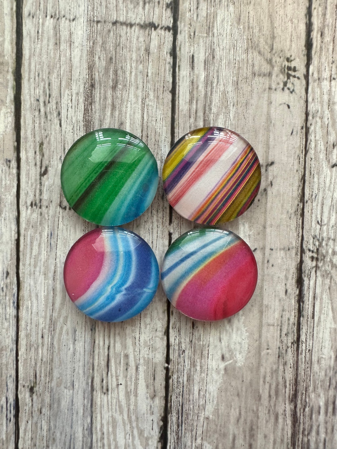 Multi-colored Swirl Glass Magnet- Set of 4 - Etsy