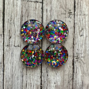 Multi-colored Glitter Glass Magnet- Set of 4 - Etsy