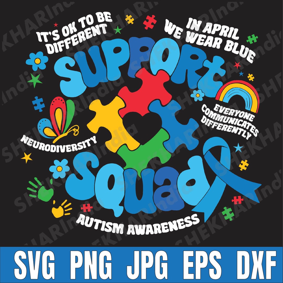 Autism Awareness Acceptance Family Autism Support Squad Svg, Autism ...