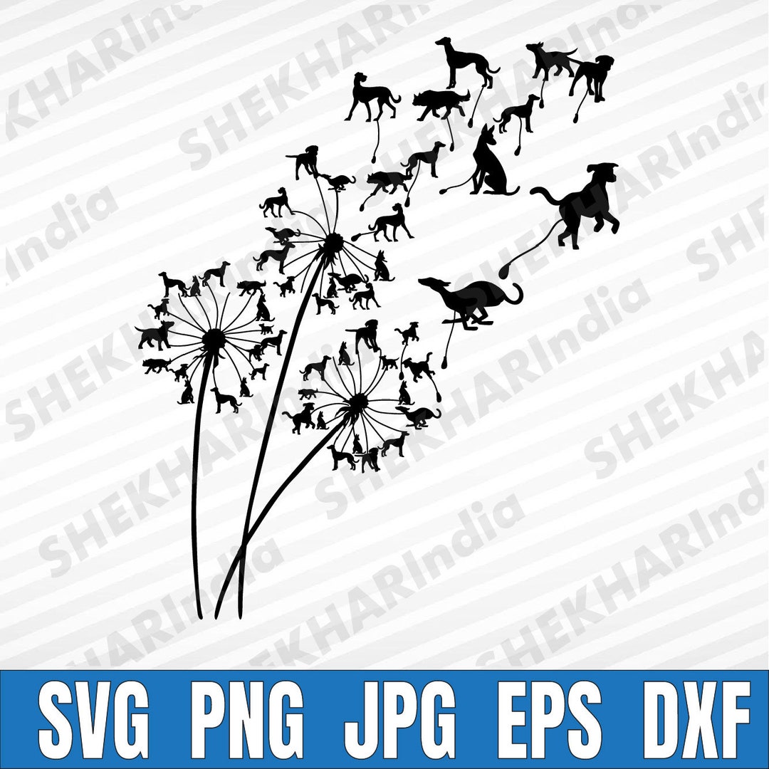 Dandelion Greyhound Flower Svg, Floral Greyhound Tree Svg, Dandelion ...