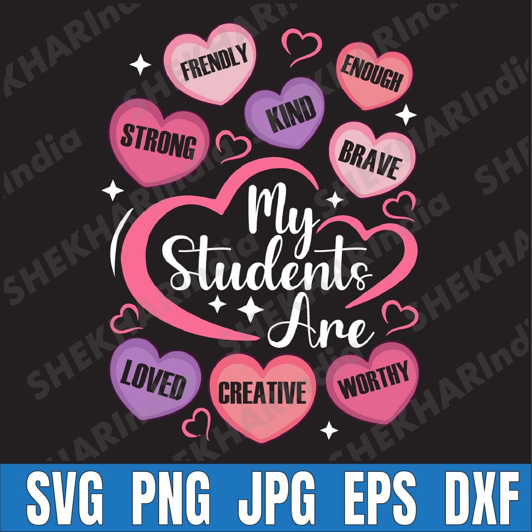 Teacher Positive Affirmations Candy Heart Valentine Day Svg, Cute ...