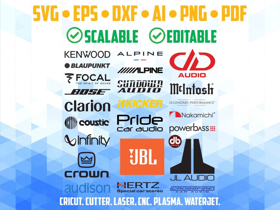 Car Audio Logos Vector Pack: Scalable Designs for Cricut, Laser, CNC - Etsy