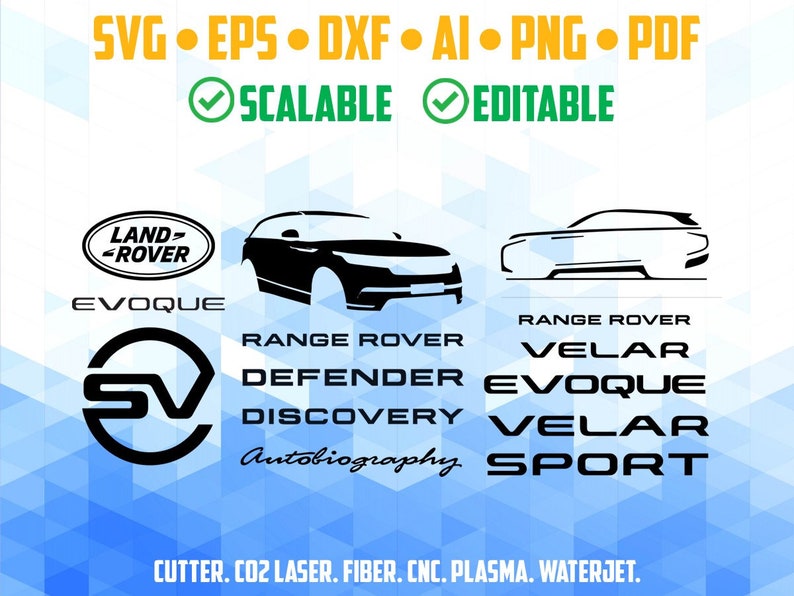Clean Land Rover Range Rover Evoque Velar Defender Discovery Logo ...