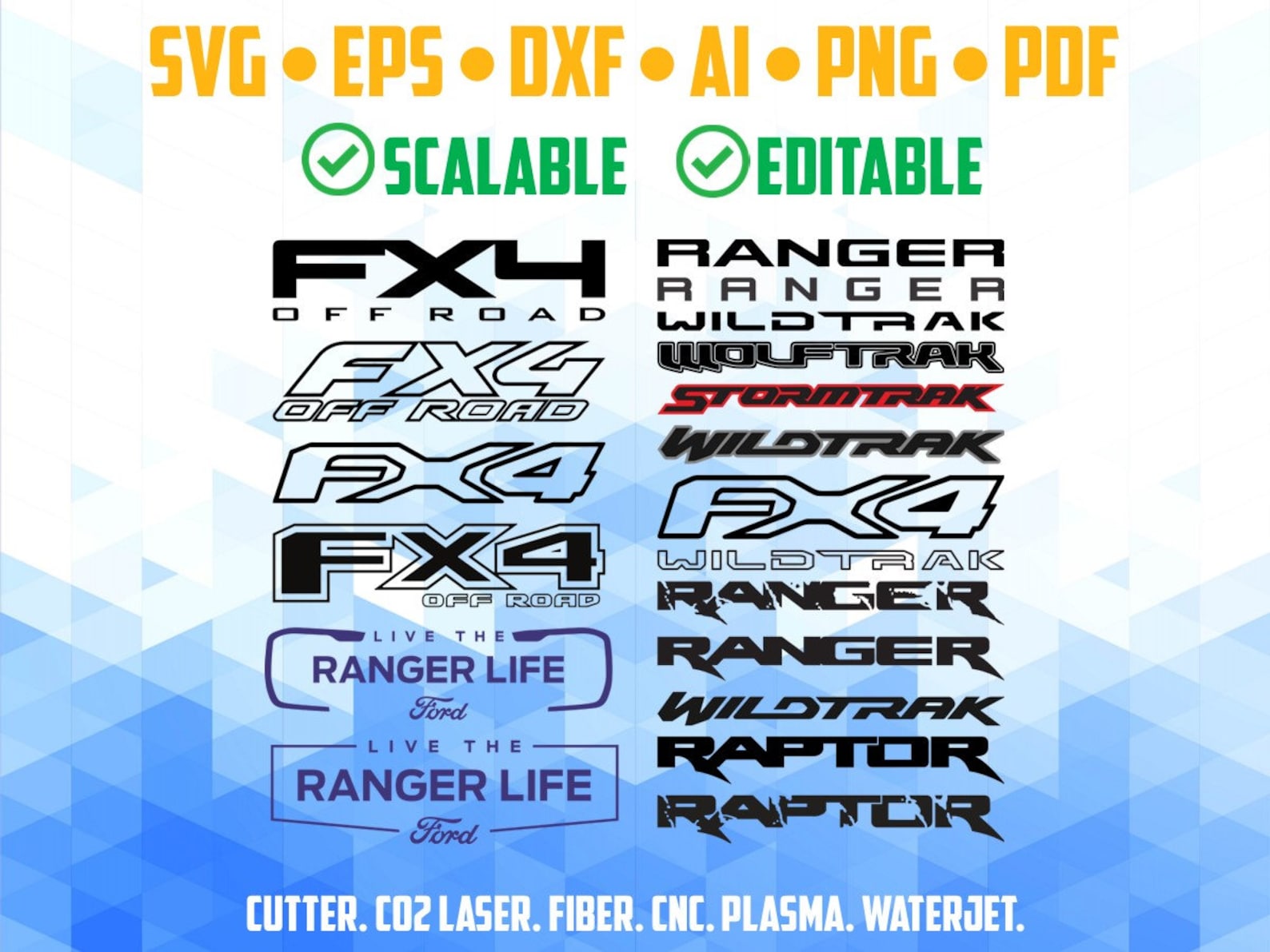 Ford Ranger Raptor Vector Logo Pack: FX4, Wildtrak (digital Files) - Etsy