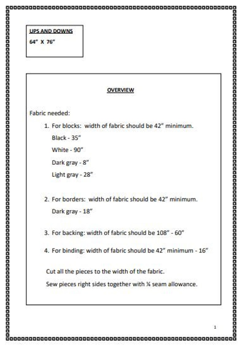 Ups and Downs - PDF Quilt Pattern for Beginnners - Etsy