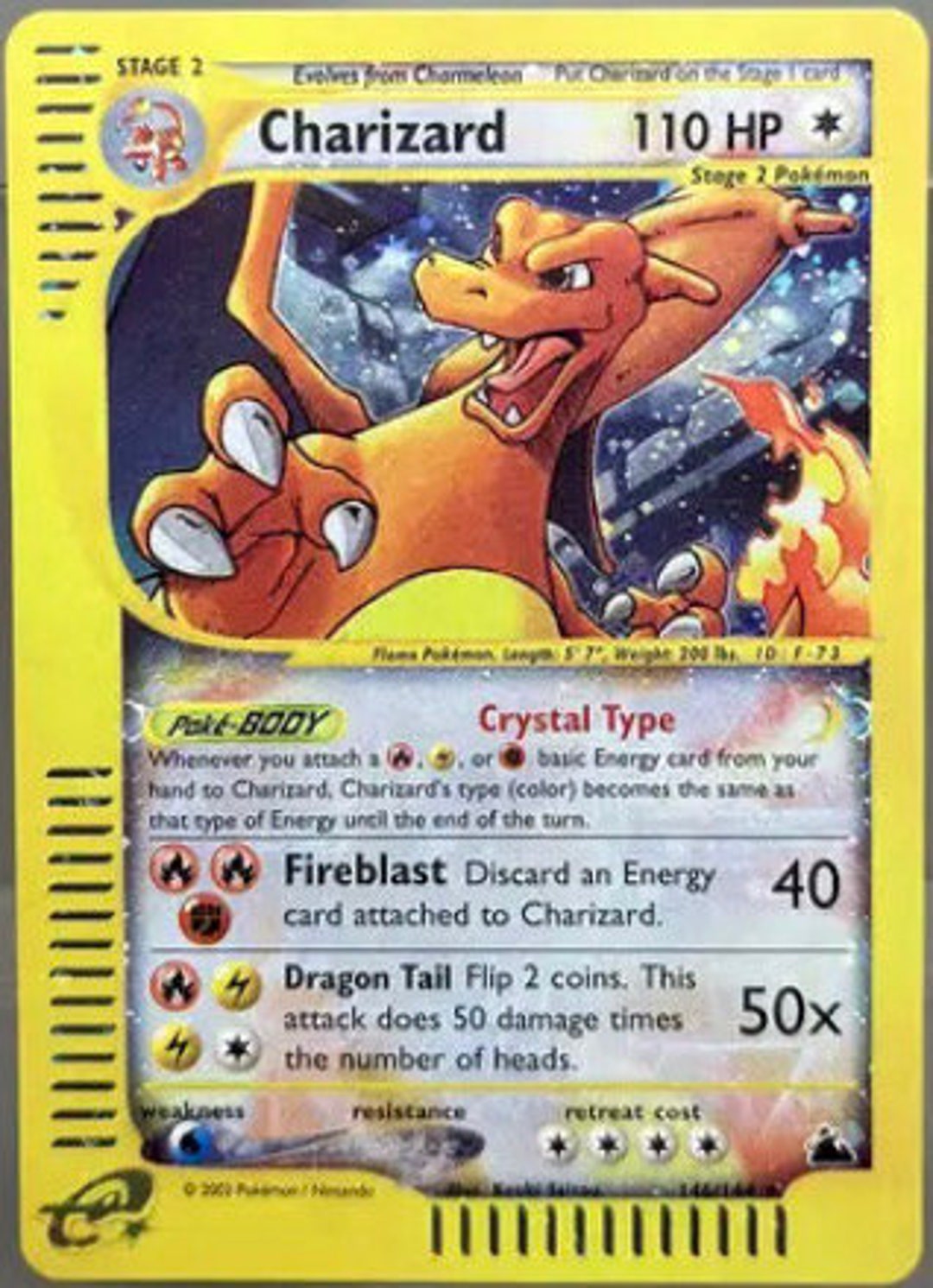 Crystal Charizard Pokémon E-card Series Holographic Cards Proxy - Etsy