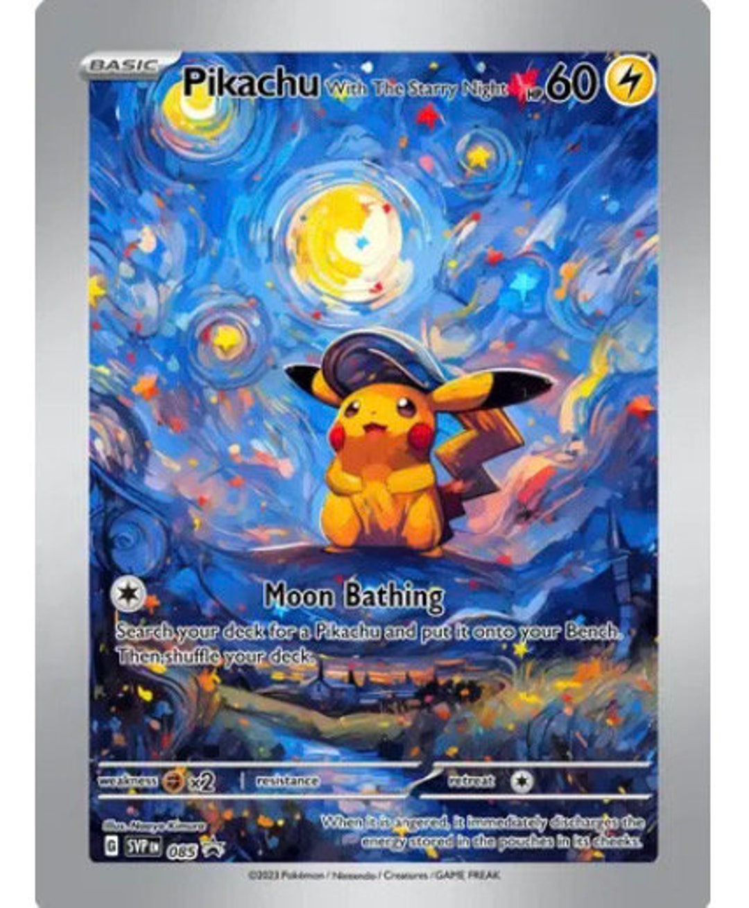 Pikachu Starry Night Van Gogh Museum Artwork Card Proxy Pokémon Trading ...