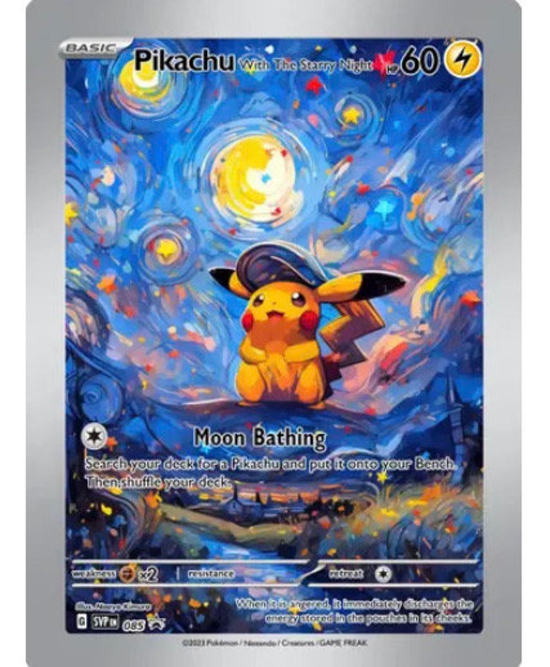 Pikachu Starry Night Van Gogh Museum Artwork Card Proxy Pokémon Trading ...