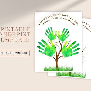 Father's Day Printable Handprint Template | Tree Handprint | DIY ...