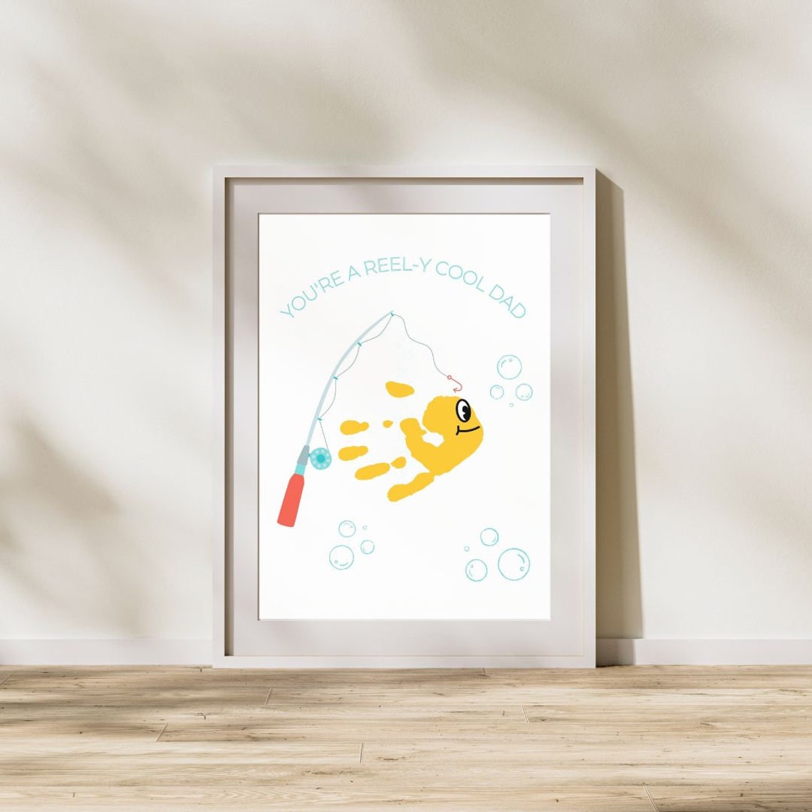 Father's Day Printable Handprint Template | Fishing Handprint | DIY ...