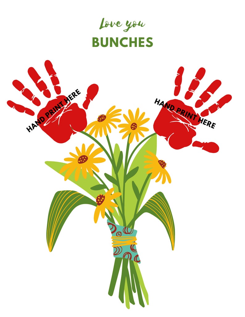 Flower Bouquet Handprint Art Template - Etsy