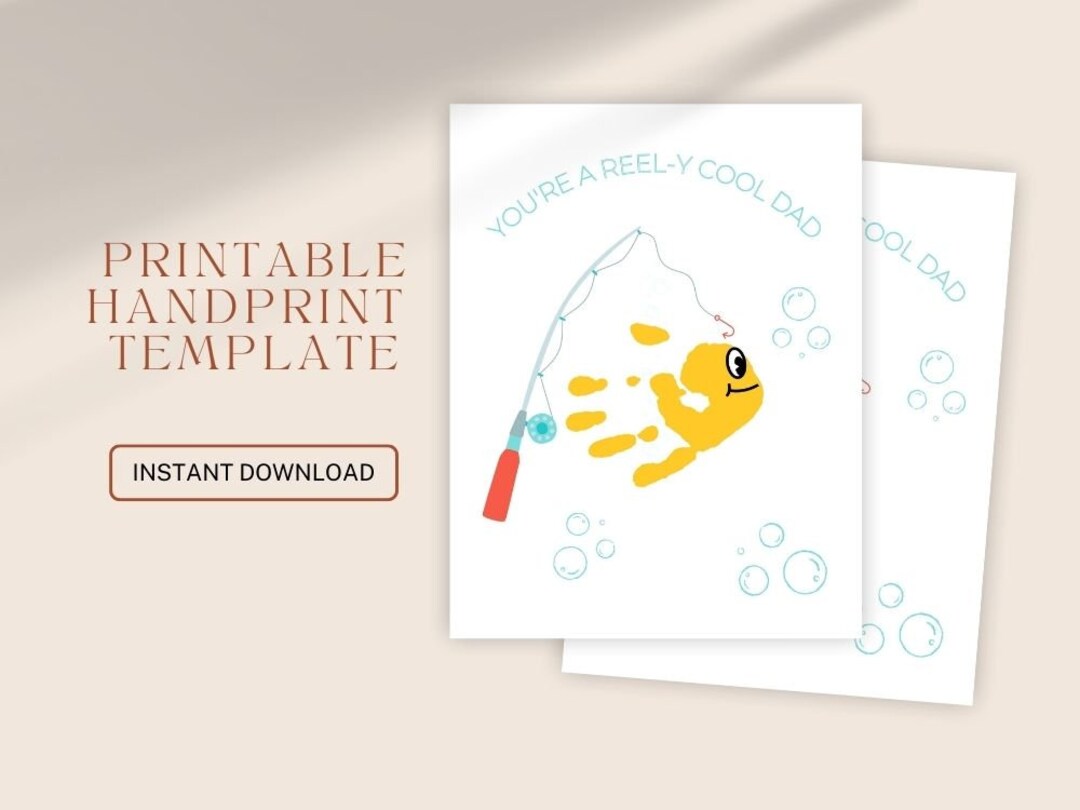 Father's Day Printable Handprint Template | Fishing Handprint | DIY ...