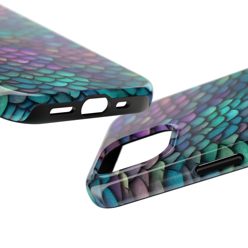 Iridescent Dragon Scale Phone Case: Teal Purple Fantasy Design - Etsy