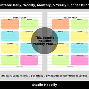 Colorful Neon Planner, Printable Daily, Weekly, Monthly, & Yearly ...